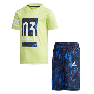 Adidas/阿迪达斯正品当季新款男小童训练短袖运动休闲套装CW0419