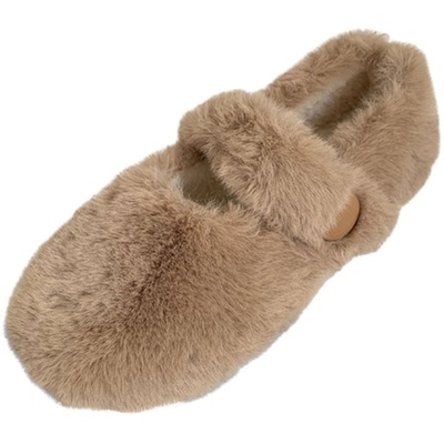 毛毛保暖棉鞋一脚蹬豆豆鞋仙女风