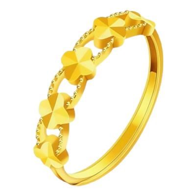 四叶草素圈戒指黄金包银实心对戒