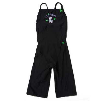 新款韩国代购HOOG连体泳衣刺绣五分专业连体泳衣齐膝塑身显瘦泳衣