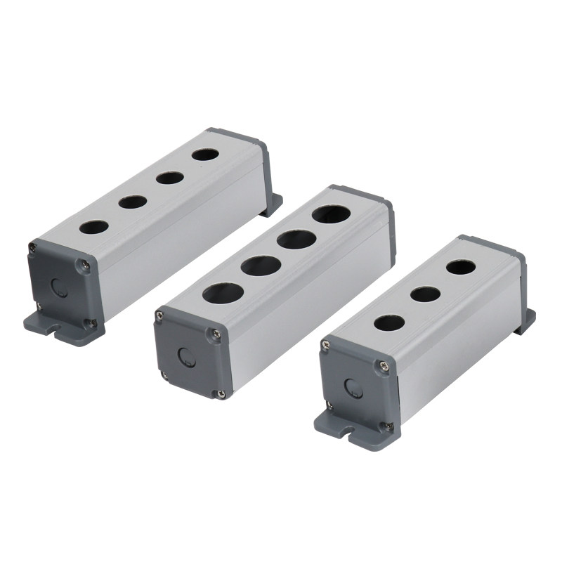 金属按钮盒防水按钮盒有/无侧耳16/19/22mm铝合金开关盒定制45*45_虎窝淘