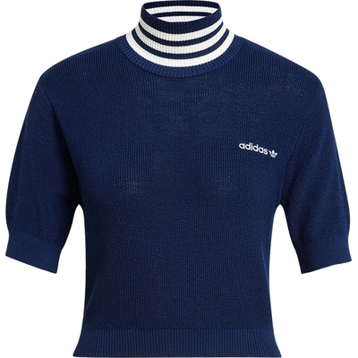 Adidas/阿迪达斯正品三叶草女士短款针织经典高领修身短袖JC7680