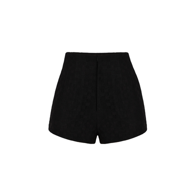 XULU原创蕾丝格纹小众设计时髦高腰休闲高阶名媛显瘦百搭A型短裤