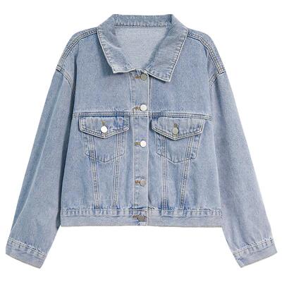 早春秋牛仔外套高腰女ins设计感
