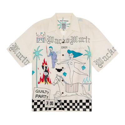 WACKO MARIA 新款男士个性涂鸦系扣短袖衬衫银泰百货精品 301574