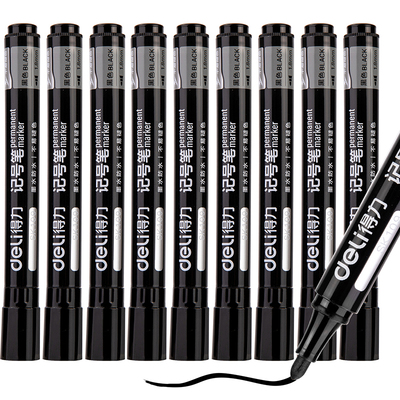 得力黑色记号笔粗头笔黑色标记