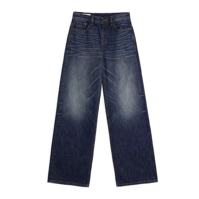 alright080H高腰复古阔腿牛仔裤