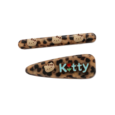 可爱卡通咖豹KT猫发夹侧边刘海夹额前碎发夹子醋酸鸭嘴夹女