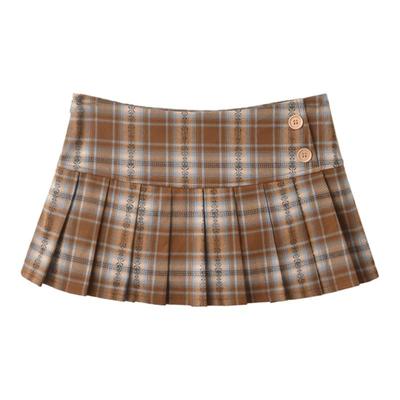 怪力酱美拉德格子复古百褶半身裙