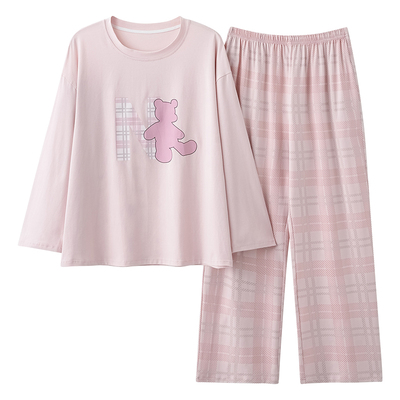 浪莎纯棉睡衣女春秋季长袖可外穿