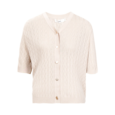 红人V领莱赛尔醋酸短袖针织开衫