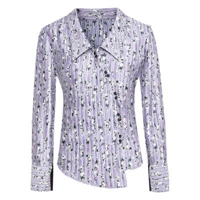 【限时折上折】HPLY荷比俪微落肩印花V领衬衫HMD14630186