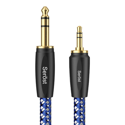 Serost台湾6.5mm转3.5大三芯6.35立体声TRS转接Aux音响HiFi音频线