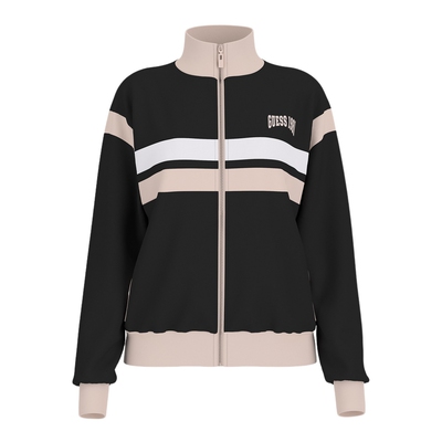 GUESS黑白条纹长袖开衫夹克外套