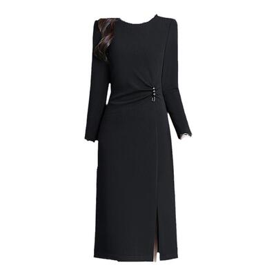 埃伦妈妈气质优雅减龄过膝长裙