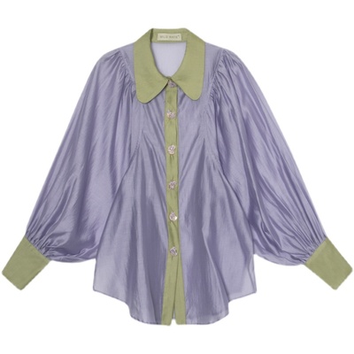 原创设计丁香紫仙女防晒新款衬衫