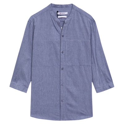 ZIOZIA舒适立领七分袖衬衫男夏