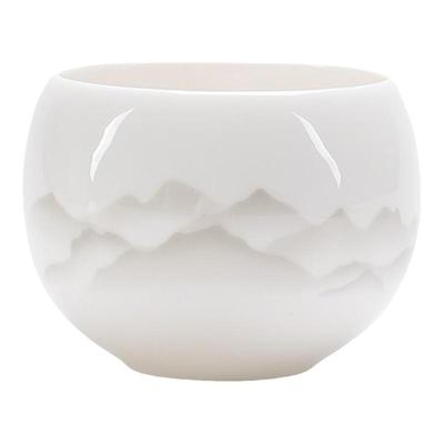 中国风高档礼盒羊脂玉白瓷茶杯水墨江山个人专用主人杯大容量茶杯