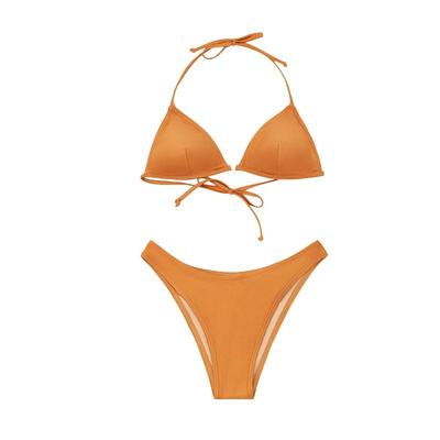 Liomne分体泳衣度假风橙色比基尼