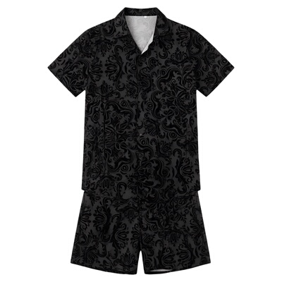 Printed quick drying shirt shorts suit印花速干衬衫短裤套装男