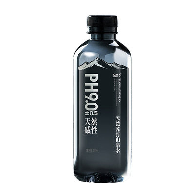 天然苏打山泉水400ml*24瓶/箱原味PH9.0弱碱性饮用瓶装打水碱性水