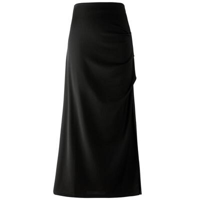 太平鸟女装夏季侧边褶皱长裙高腰直筒半身裙女A1GFF2523