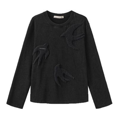 陆柯燃同款/夹生飞燕贴布绣T恤