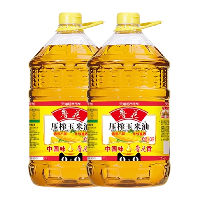 鲁花压榨玉米油6.38L×2桶×1组