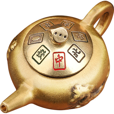 黄铜麻将把把壶手把件