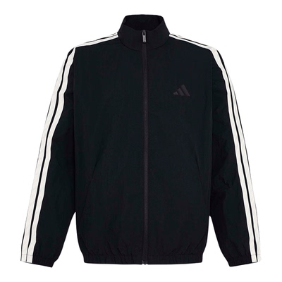 Adidas/阿迪达斯正品春季男士宽松经典透气条纹立领外套KR2520