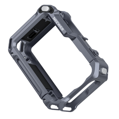 NEEWER纽尔适用大疆DJI Action 6运动相机金属兔笼侧面快装横竖拍保护框拓展磁吸快拆收纳包骑行拍摄配件