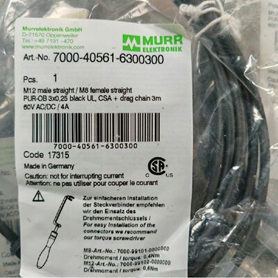 议价7000-40561-6300300 穆尔3米线缆，M12 3芯公3芯母头。德国进