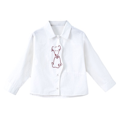 与虫UCNOO春季儿童动物绣花衬衫条纹男童女童设计感翻领休闲衬衫