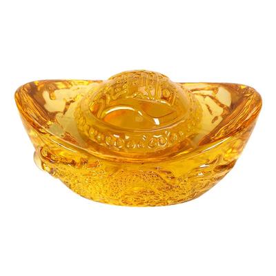 黄水晶元宝摆件琉璃小金元宝招财