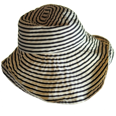 定制条纹织带原创便携法式防晒帽