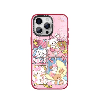benefit粉色少女风软萌猫猫17适用于iphone16promax苹果15PRO晶盾磁吸手机壳13新款14套12冰川纹防摔彩色边框