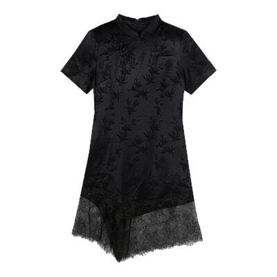 TCH中长裙直筒新中式刺绣烫钻