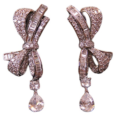 新款蝴蝶结耳环锆石水滴耳坠
