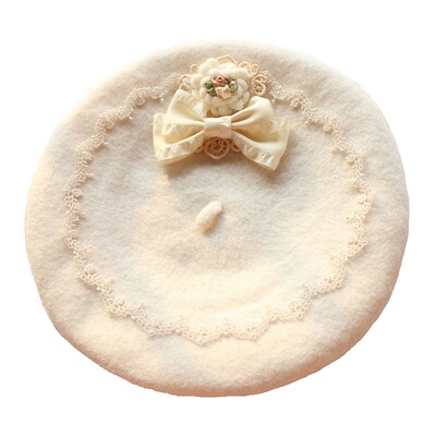 优雅蕾丝羊毛贝雷帽/烧饼帽手作