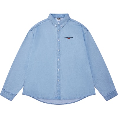 XXZXX牛仔衬衫长袖刺绣男女潮牌