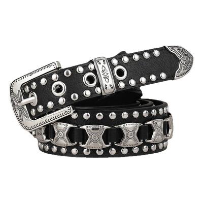 2025春新款复古y2k扣钉嘻哈皮带