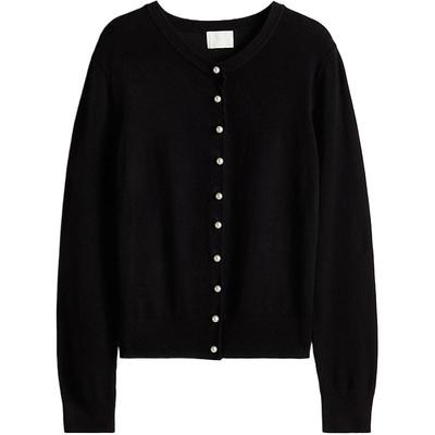 HM女装毛针织衫冬季打底衫外搭开衫薄款圆领针织休闲外套1237776