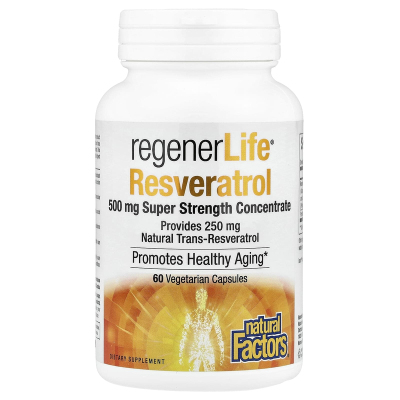 Natural Factors,RegenerLife® 白藜芦醇，500 毫克，60 粒素食胶