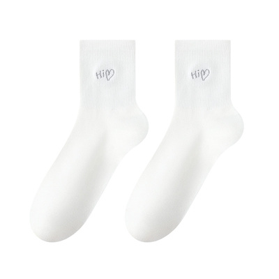 moremoli刺绣中筒袜棉跑步运动袜