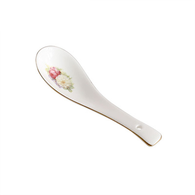 唐山骨瓷调羹陶瓷小汤小马戈花朵