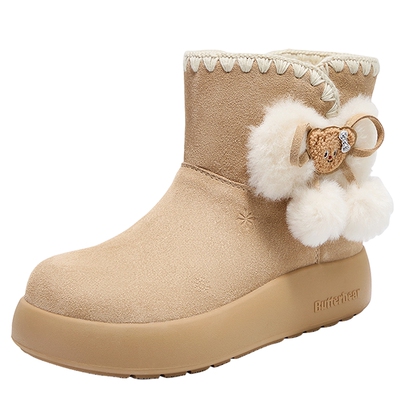 张雅琪同款TATA他她黄油小熊雪地靴女保暖加绒厚底棉鞋靴KXL03DD5