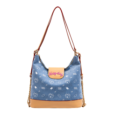 NOISYTEDDY牛仔拼接腋下包