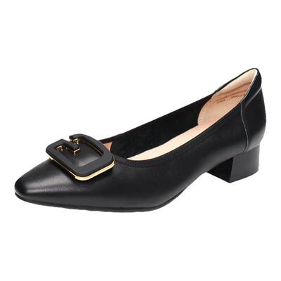 COMELY康莉低跟尖头牛皮气质单鞋