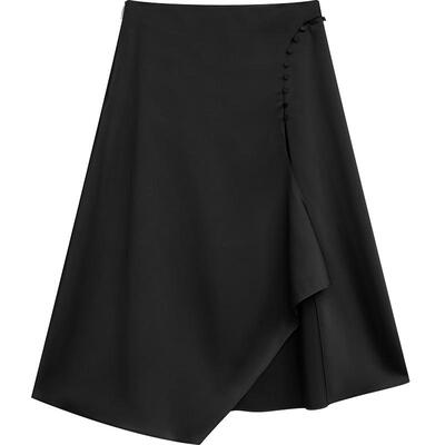 播黑色开叉半身裙女2024夏季商场同款高腰a字裙BDR2BD1132