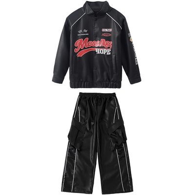 儿童酷帅机车皮衣hiphop街舞潮服